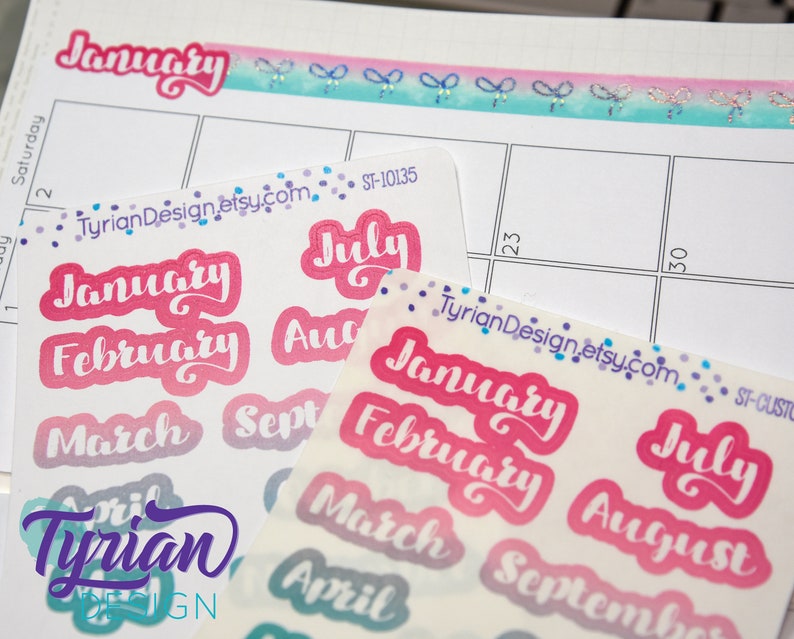 January December Monthly Stickers for Planners and Journals. - Etsy