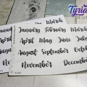 Months Stickers | January - December | Script Font | Monthly Title ...