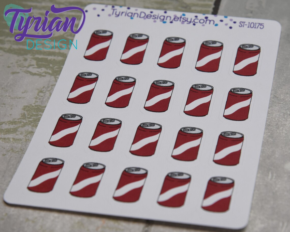 Hand Drawn Soda Can Stickers. Different Color Options. Great for ...