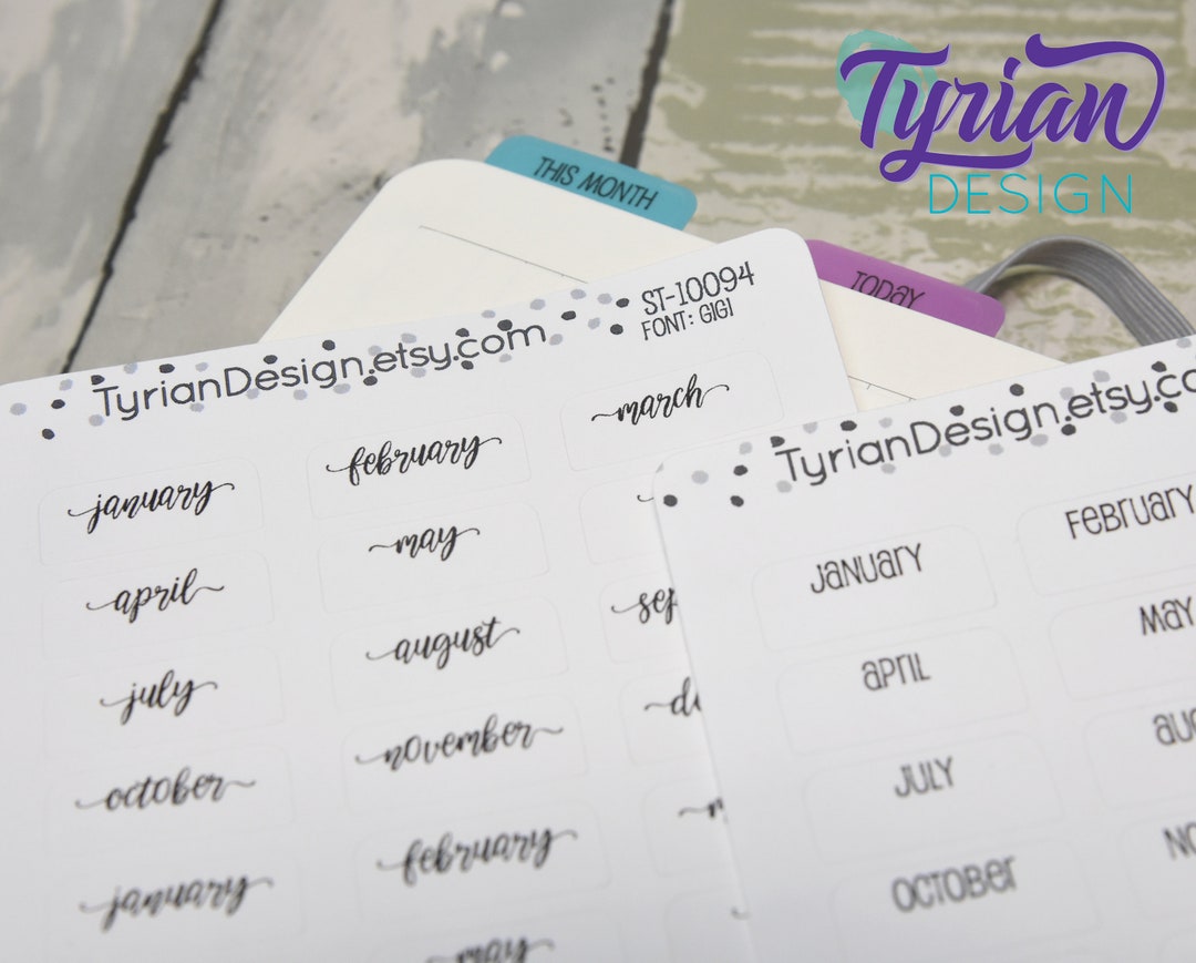 Month Stickers for Tabs for Planners and Journals. 2 Sets of January ...