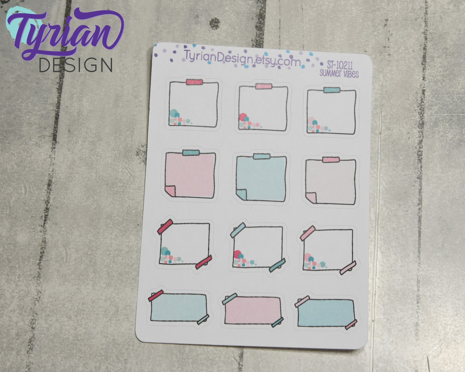 Sticky Note Stickers Different Color Options Hand Drawn - Etsy