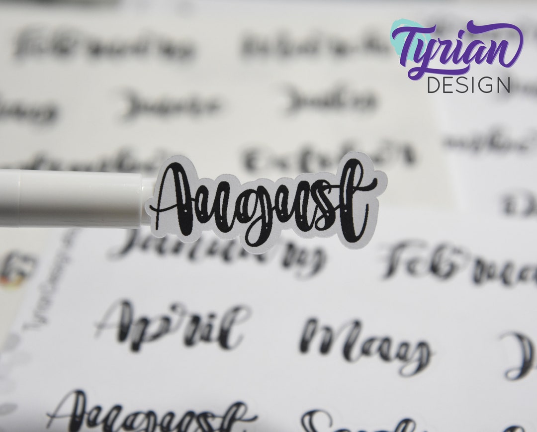 Months Stickers | January - December | Script Font | Monthly Title ...