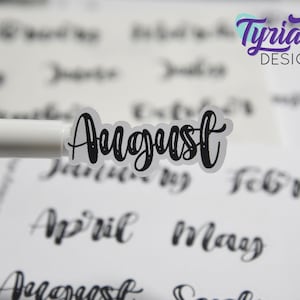 Months Stickers | January - December | Script Font | Monthly Title ...