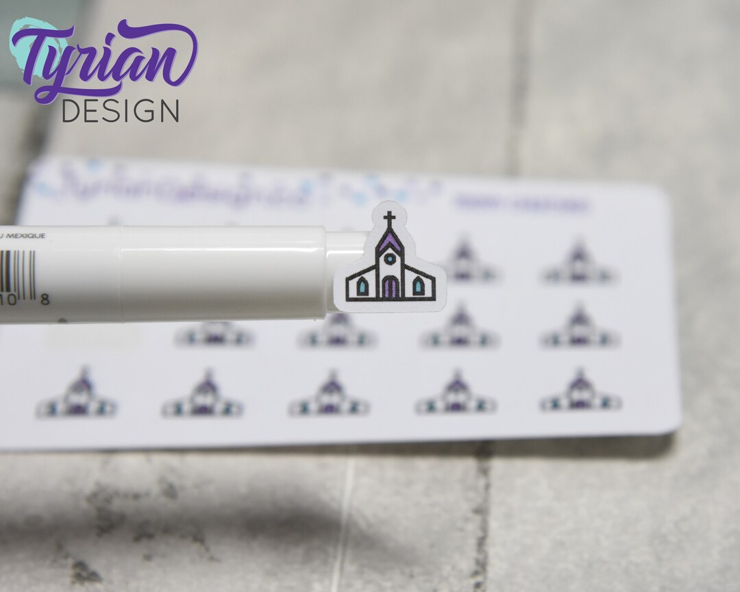Church Stickers | Tiny Church Stickers on Mini Sheet | Great for Pocket ...