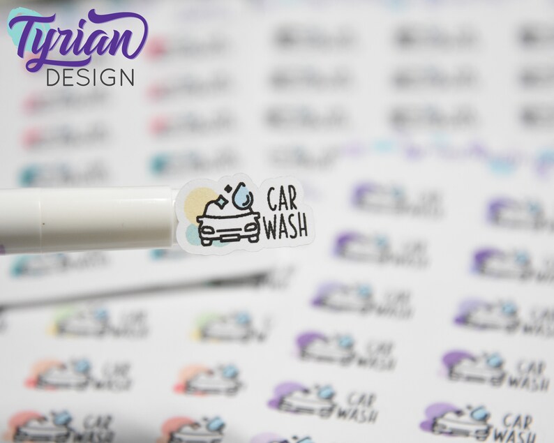 Car Wash Icon Stickers Different Color Options Car With - Etsy