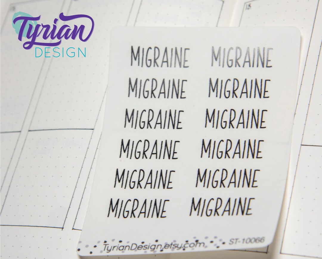 Big Migraine Sticker Headache Sticker 18 Stickers 1.25 X .5 Each 3.5 X ...