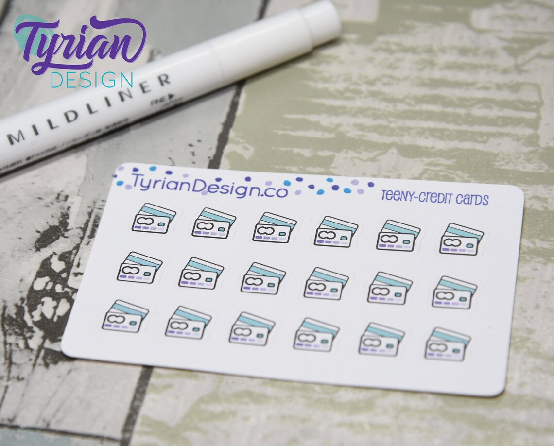 Credit Card Stickers Tiny Credit Card Stickers on a Mini | Etsy