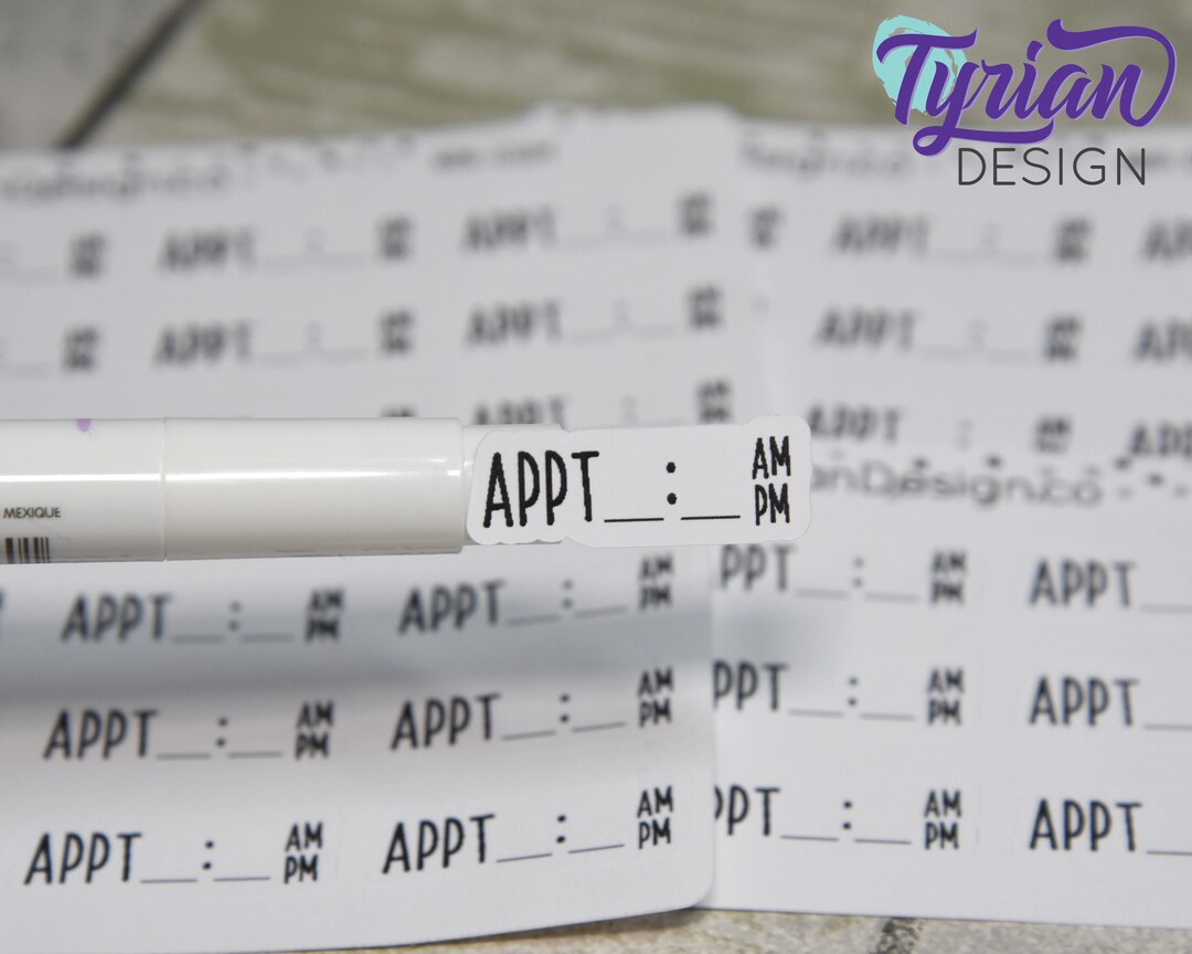 Appointment Time Stickers Mini Sheet for Planners and Journals. Black ...