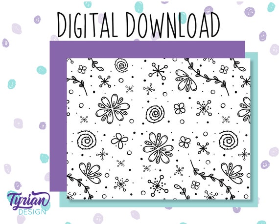 Digital Paper Doodle Pattern Printable Letter Size Black | Etsy