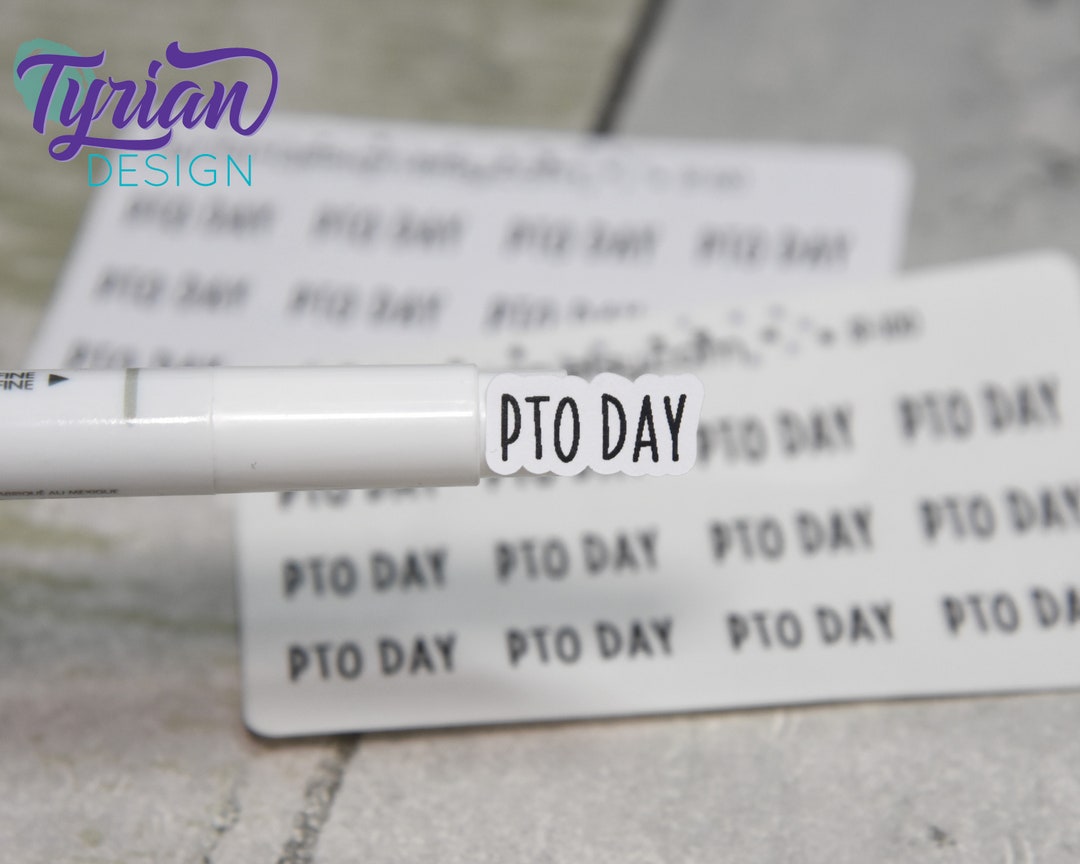 PTO Day Stickers Mini Sheet for Planners and Journals. Black Type ...