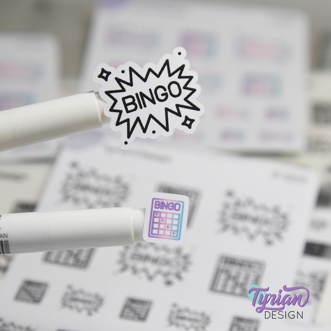 Bingo Stickers | Bingo Card Stickers | 16 Stickers | 2 Sizes | 2 Styles ...