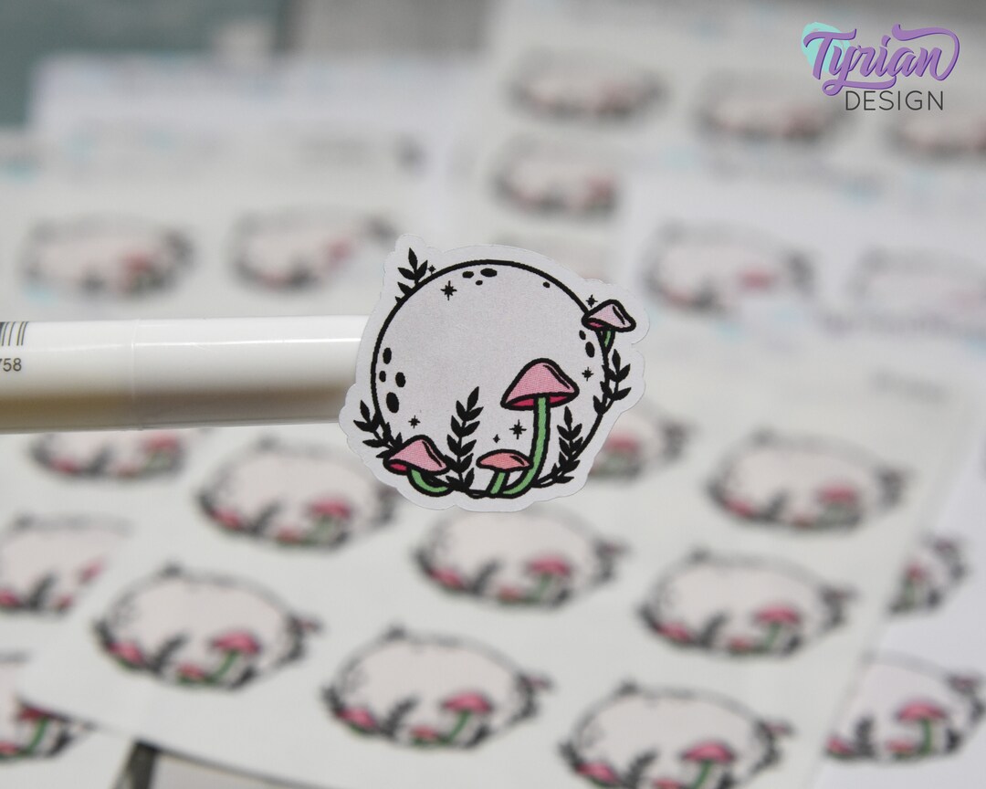 Pink Moon Stickers | Full Mushroom Moon | 9 Stickers per Sheet | 1.1 X ...