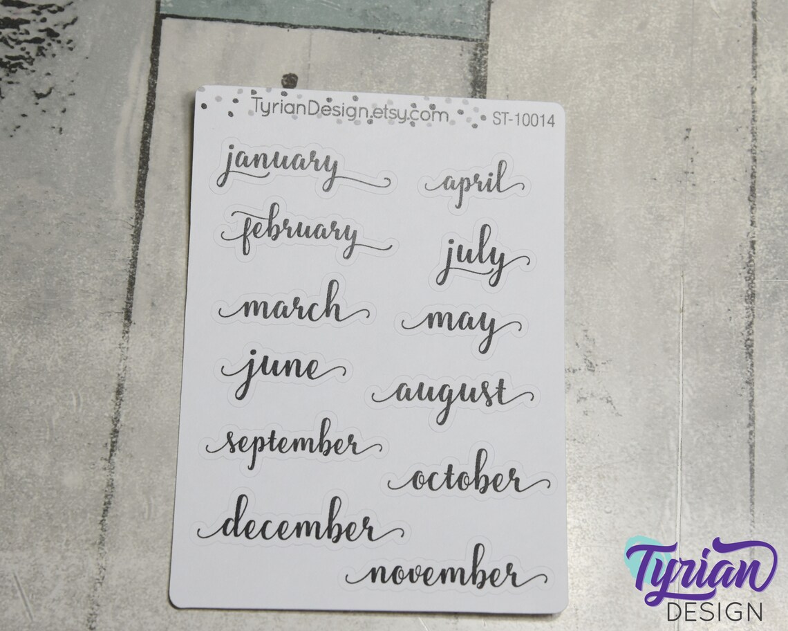 January - December Monthly Stickers (mini) for Planners and Journals ...