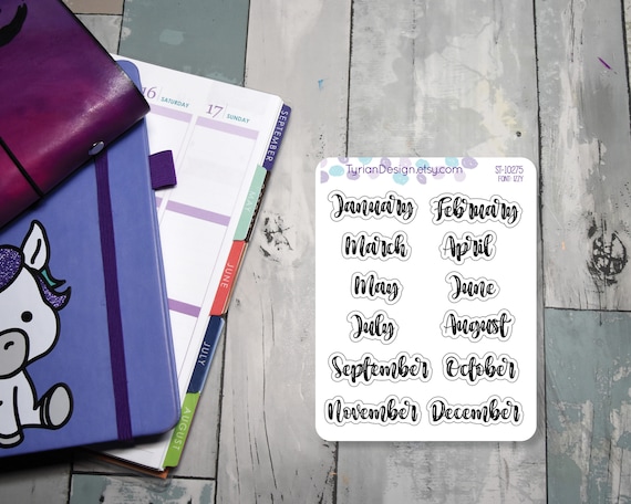 Months Stickers January December Script Font Monthly - Etsy