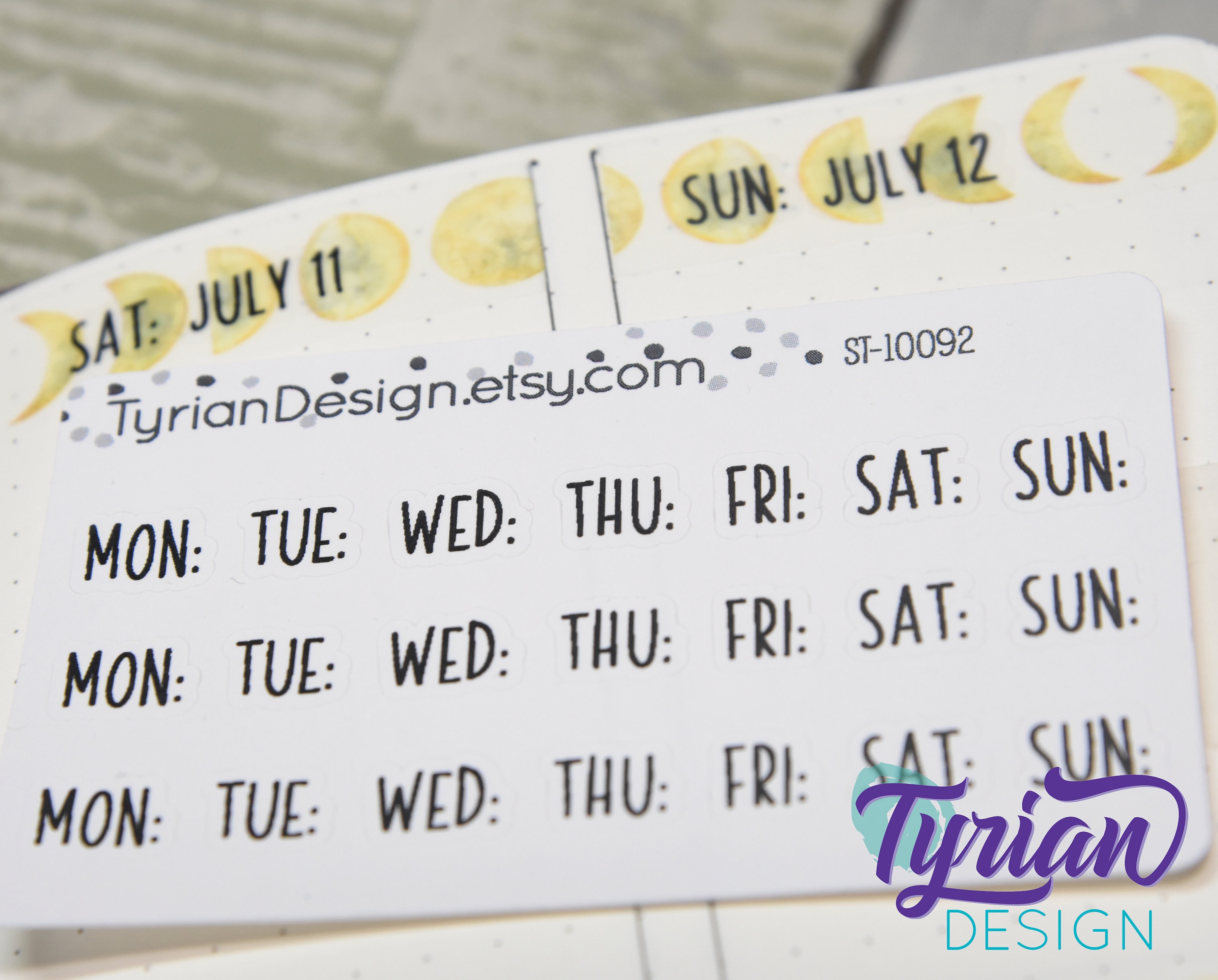 Monday-sunday Small Abbreviated Days of the Week Stickers for | Etsy ...