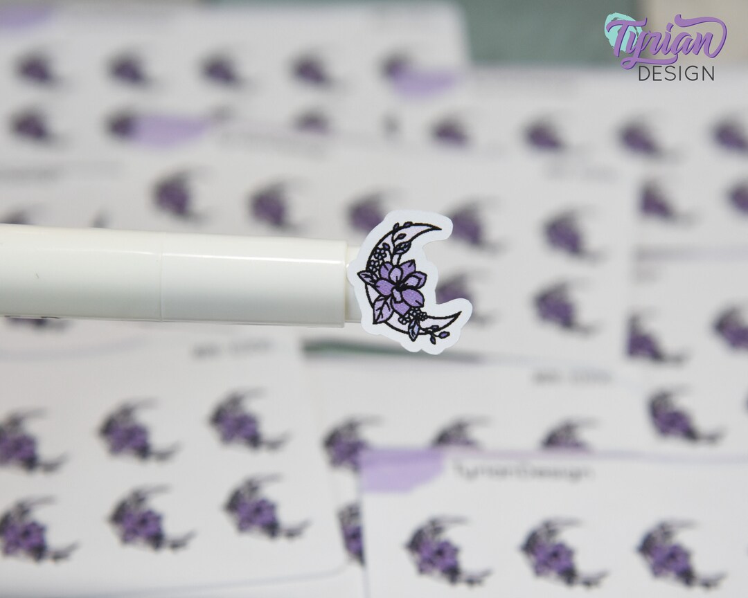 Mini Moon Stickers | Mini Sheet of Purple Moon | 10 Stickers | .6 X .65 ...