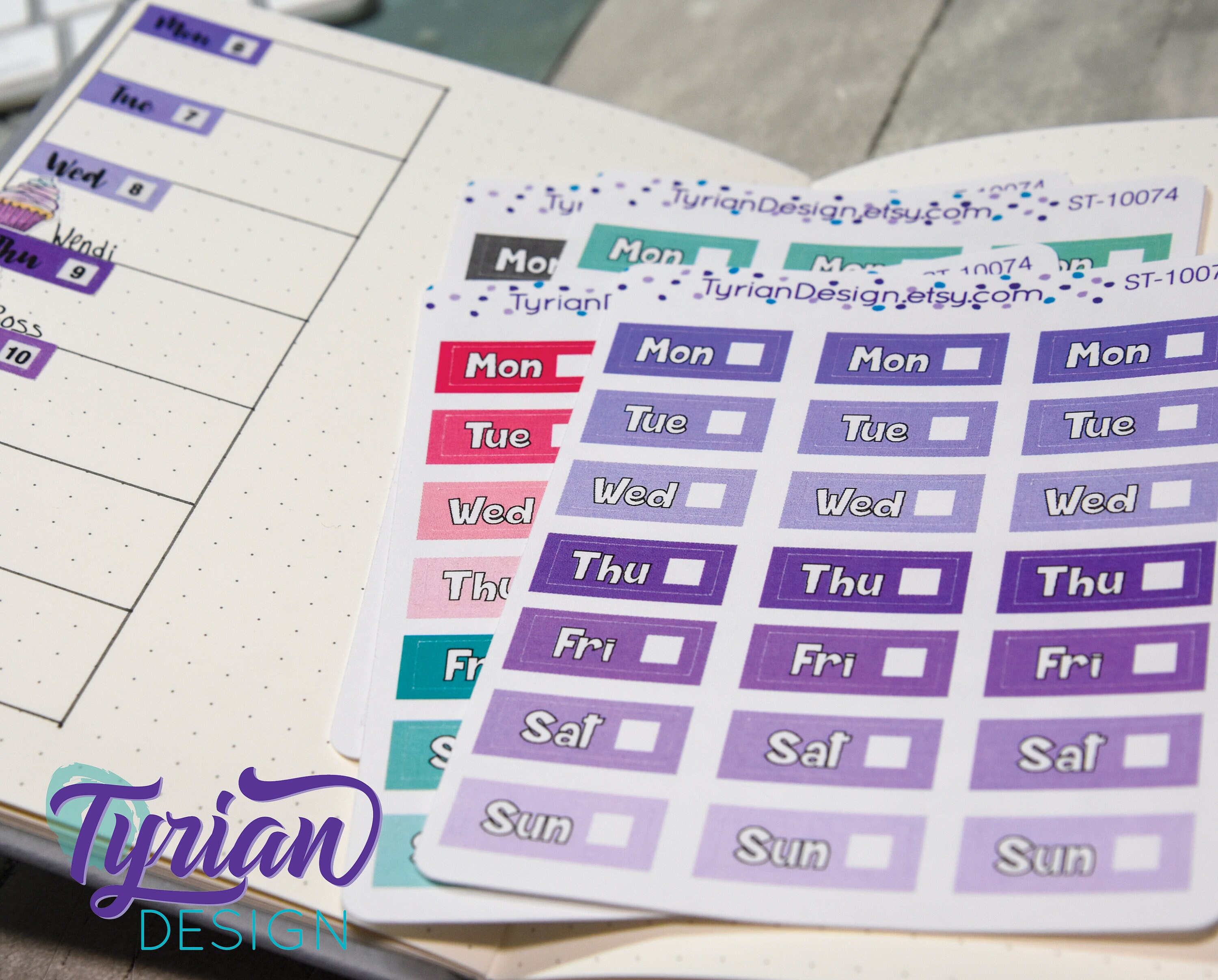 Date Headers small for Hobonichi/Bullet Journal. Days of the | Etsy