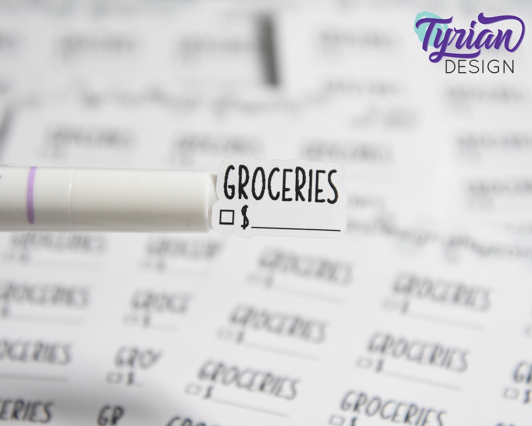 Groceries Stickers Sheet for Planners and Journal | Black Type, Clear ...