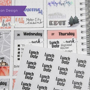 Lunch Date Stickers for Planners and Journals. (shown on Clear) , Clear ...