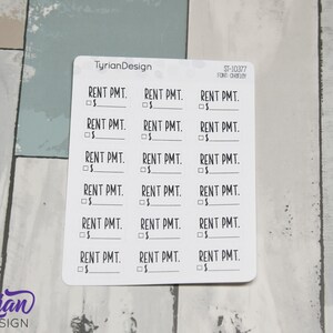 Rent Payment Stickers | Bill Payment Stickers | 18 Stickers | 1" X .55 ...