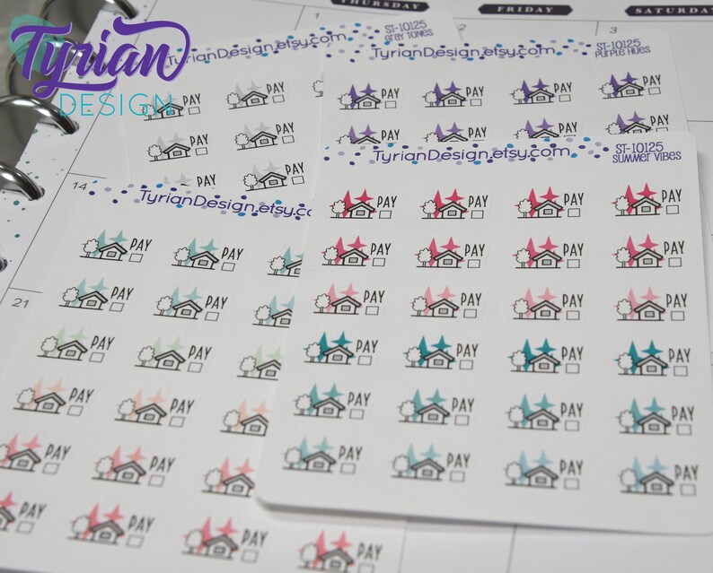 Housing Payment Stickers. Different color options. Keep track | Etsy