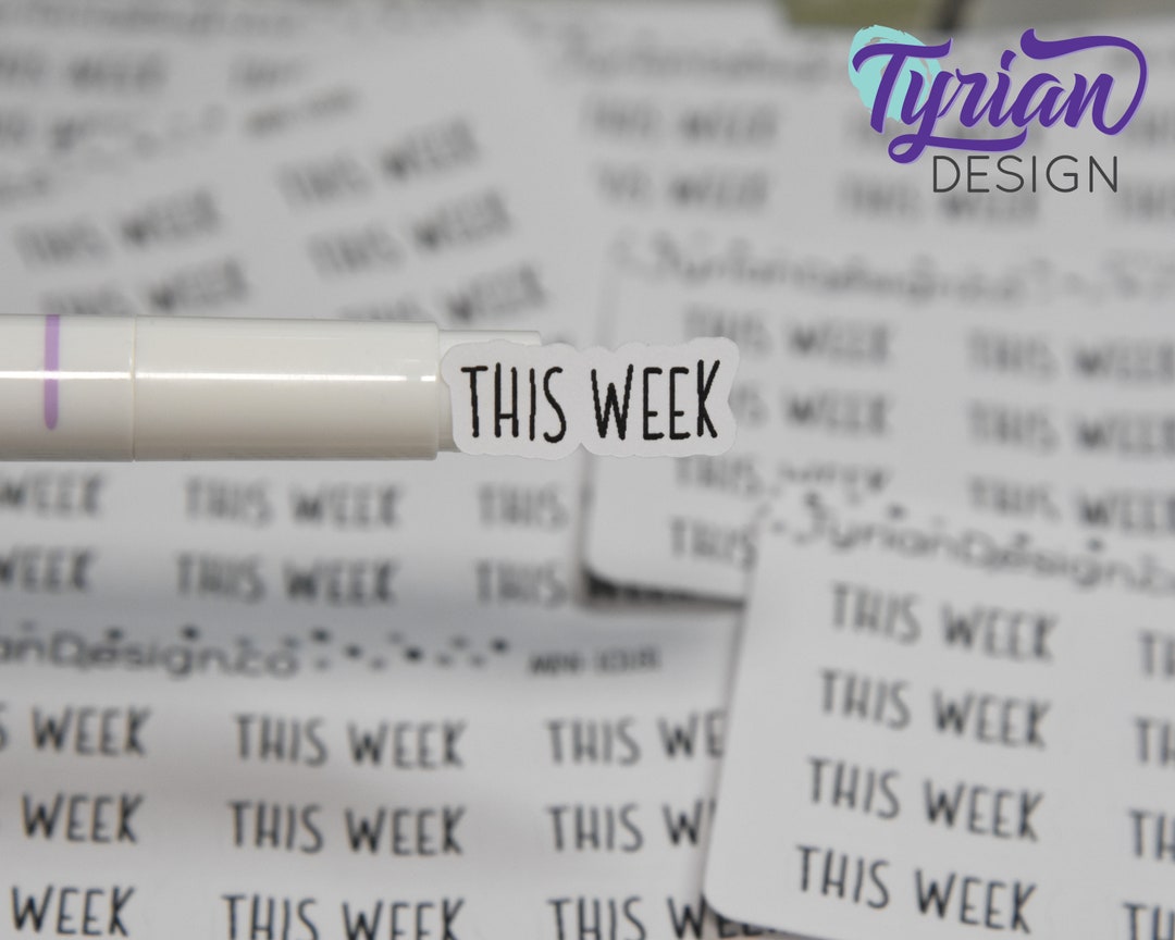 This Week Stickers Mini Sheet for Planners and Journals. Black Type ...