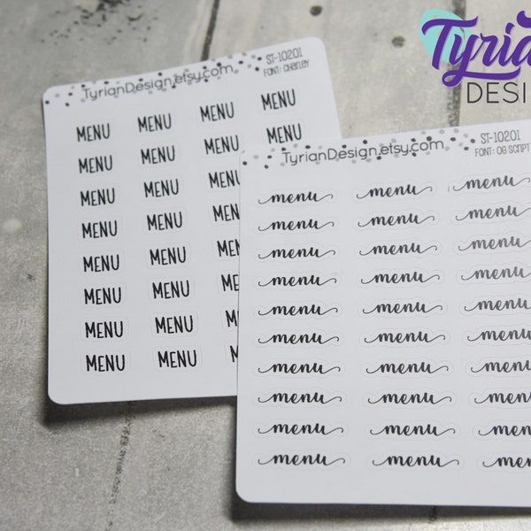 Menu Stickers - Etsy