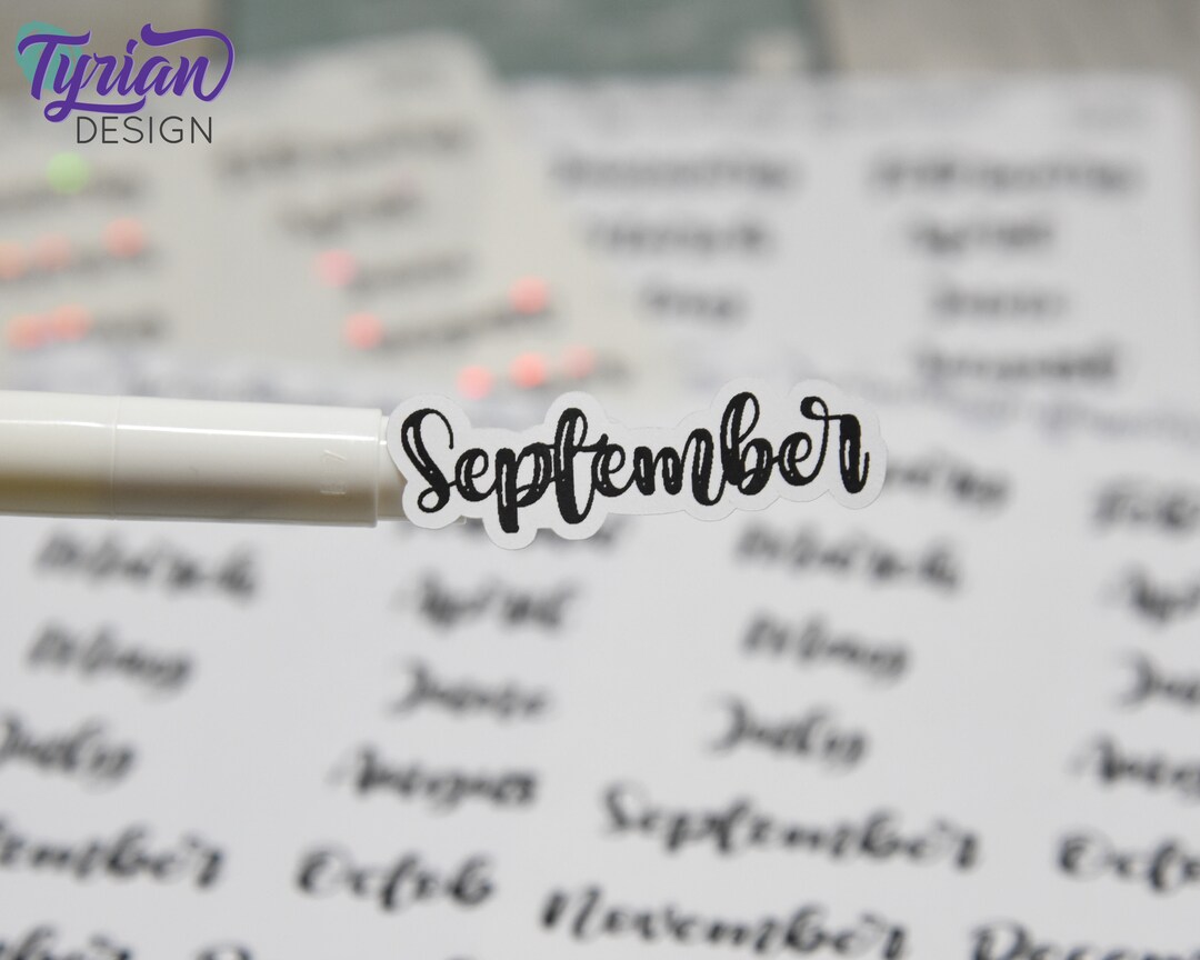 Months Stickers | January - December | Script Font | Monthly Title ...
