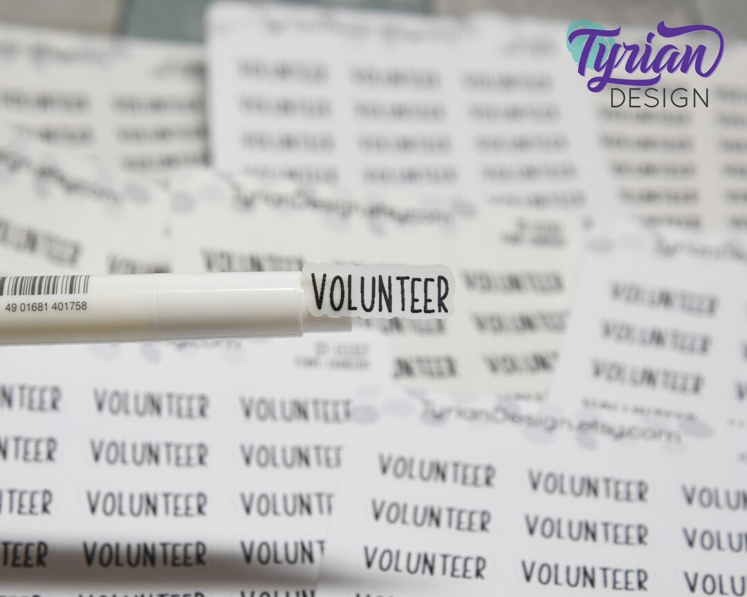 Volunteer Stickers 3.5 X 4.5 Sheet 1 X .34 Sticker Size 24 Stickers per ...
