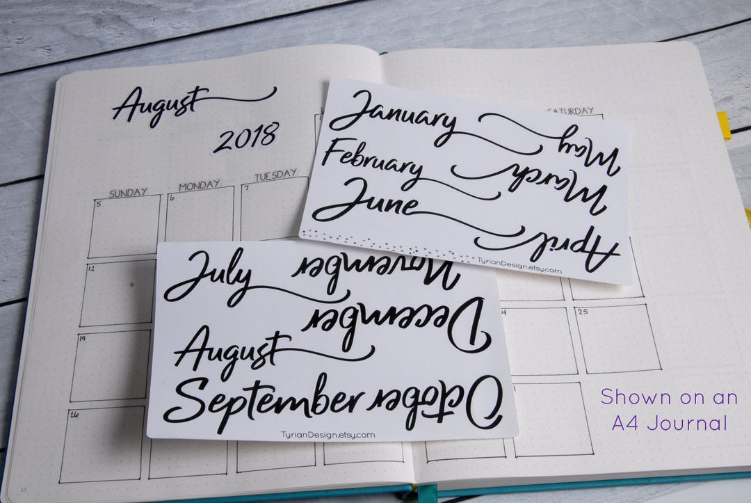 January - December Monthly Stickers (large) for Planners and Journals ...