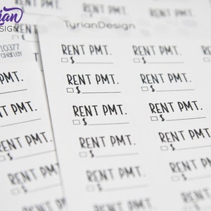 Rent Payment Stickers | Bill Payment Stickers | 18 Stickers | 1" X .55 ...