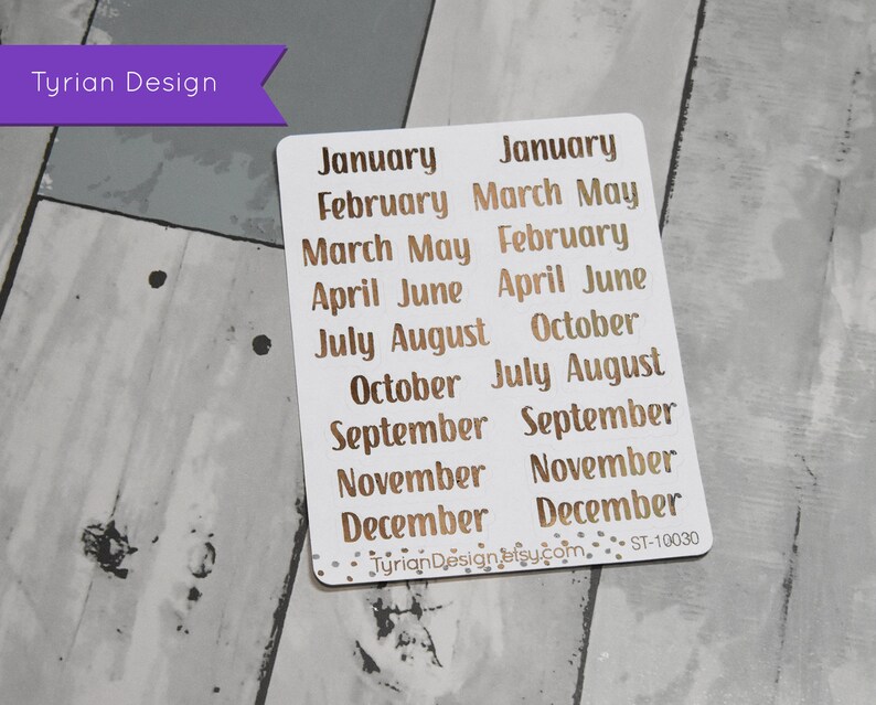 January December Monthly Stickers Set of Two months for | Etsy