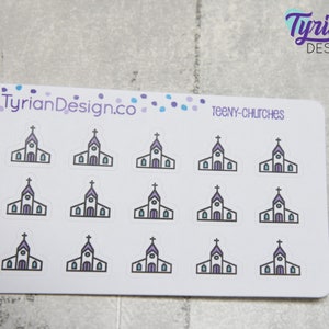 Church Stickers | Tiny Church Stickers on Mini Sheet | Great for Pocket ...