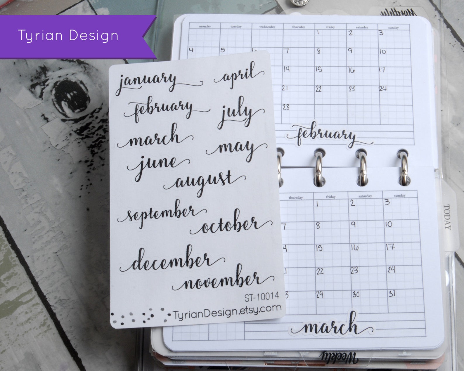 January - December Monthly Stickers (mini) for Planners and Journals ...