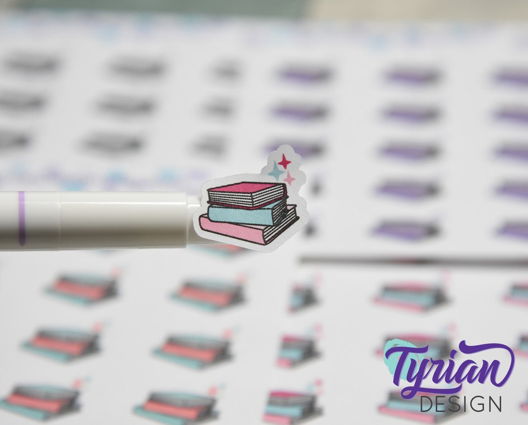 Reading Book Icon Stickers Different Color Options Book Stack Stickers ...