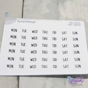 Tiny Days of the Week Stickers | Monday, Tuesday... Stickers | 42 ...