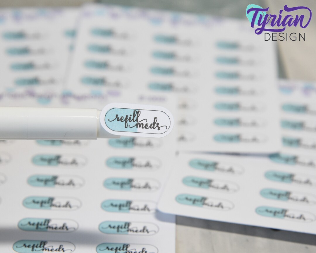 Refill Meds medication Stickers 21 Stickers Small for Planners and ...