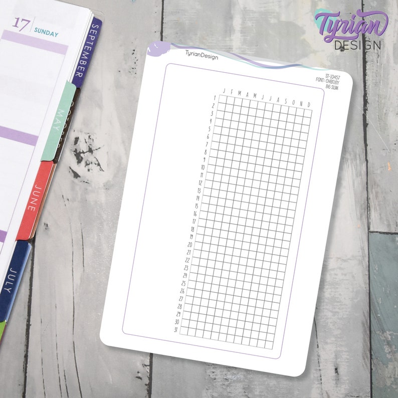365 Tracker Full Page Sticker for B6 Slim | Fits B6 Slim Notebooks | 5 ...