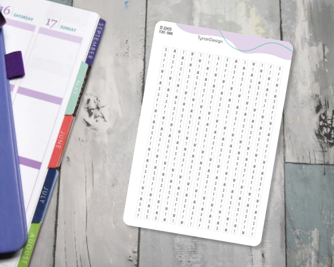 Reverse Days of the Week for Vertical Habit Tracker Stickers for ...