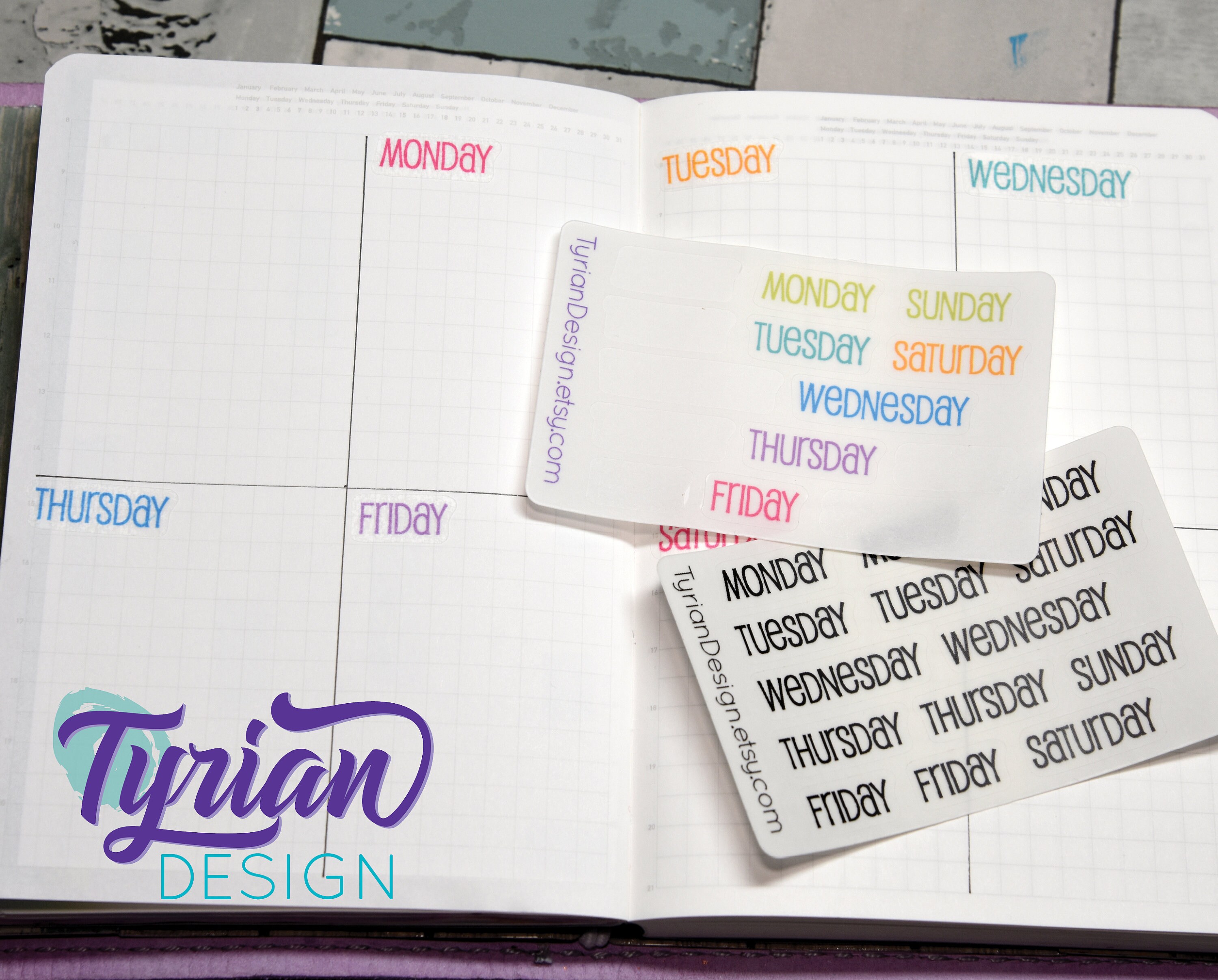 Days of the Week Stickers for Planners and Journals. Date | Etsy