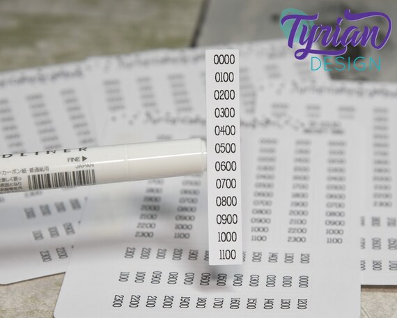 Military Time Strip Hourly Vertical Stickers for Planners and | Etsy