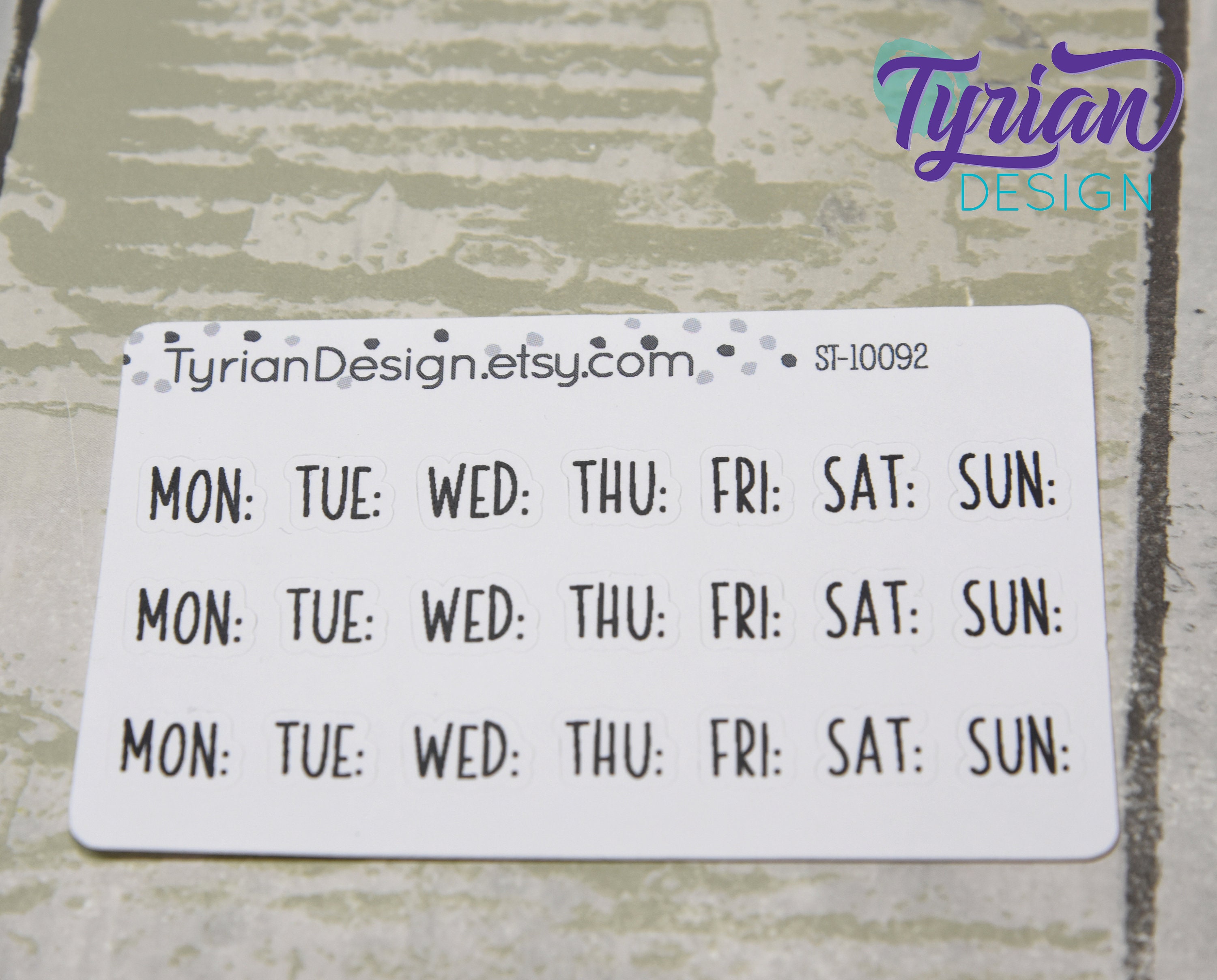 Monday-sunday Small Abbreviated Days of the Week Stickers for | Etsy ...