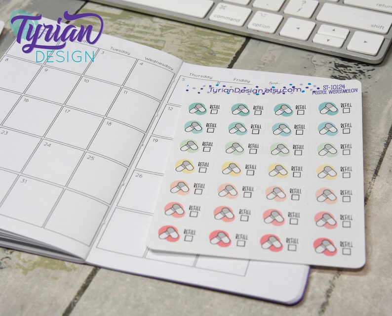Refill Meds Stickers. Different Color Options. Keep Track of Medicine ...