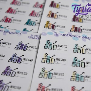 Investing Stickers. Different Color Options. Keep Track of Investments ...