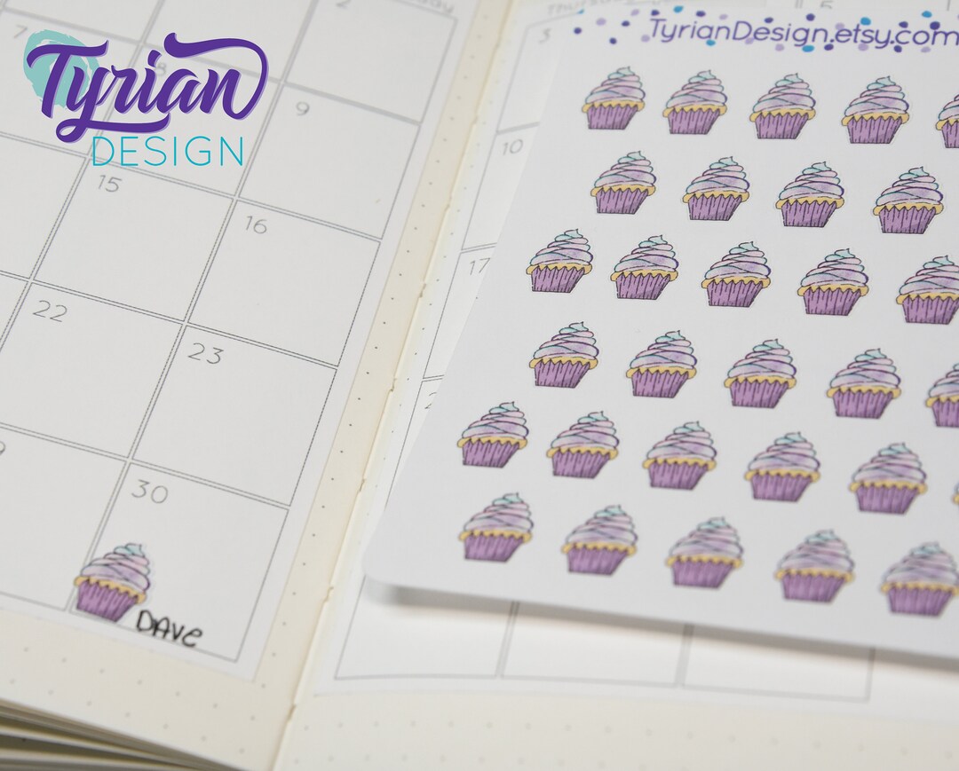 Cupcake Stickers Sheet for Planners and Journals. Mini Cupcake Stickers ...