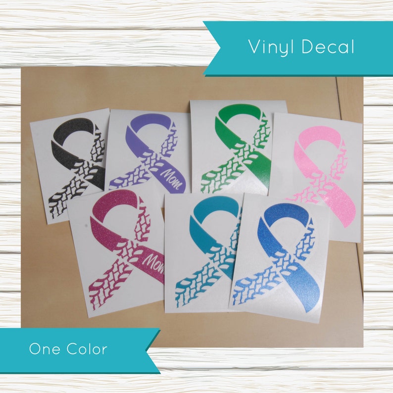 Awareness Ribbon Vinyl Decal With Tread Option to Customize | Etsy