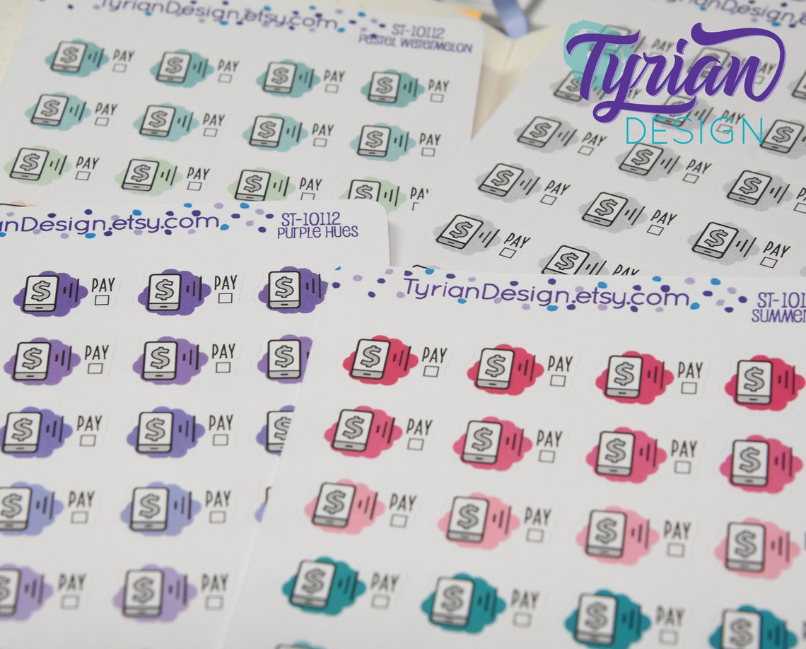 Cell Phone Payment Stickers. Different color options. Keep | Etsy