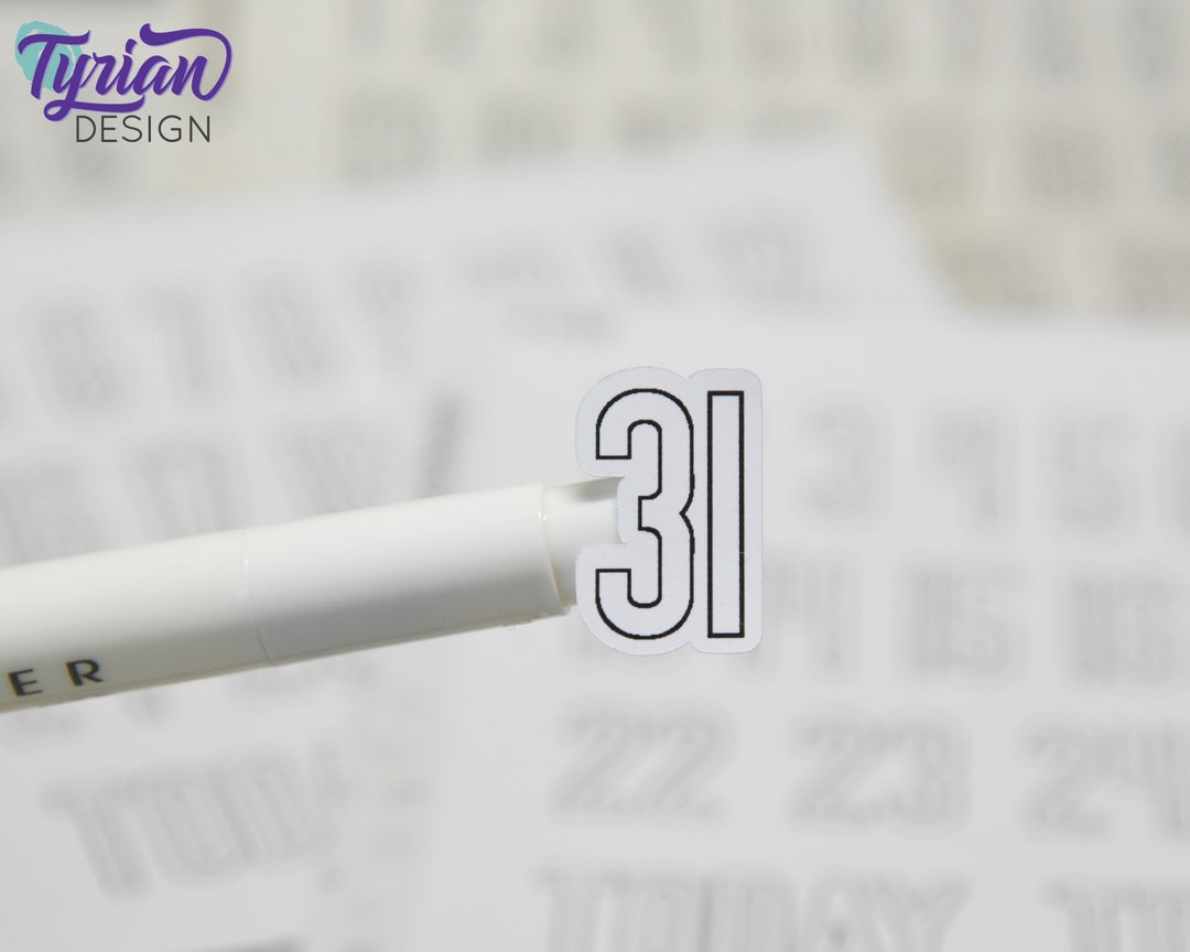 1-31 Stickers | Dates of the Month Stickers | 33 Stickers | .85"h X ...