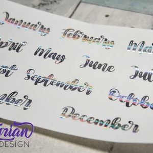 Months Stickers | January - December | Script Font | Monthly Title ...