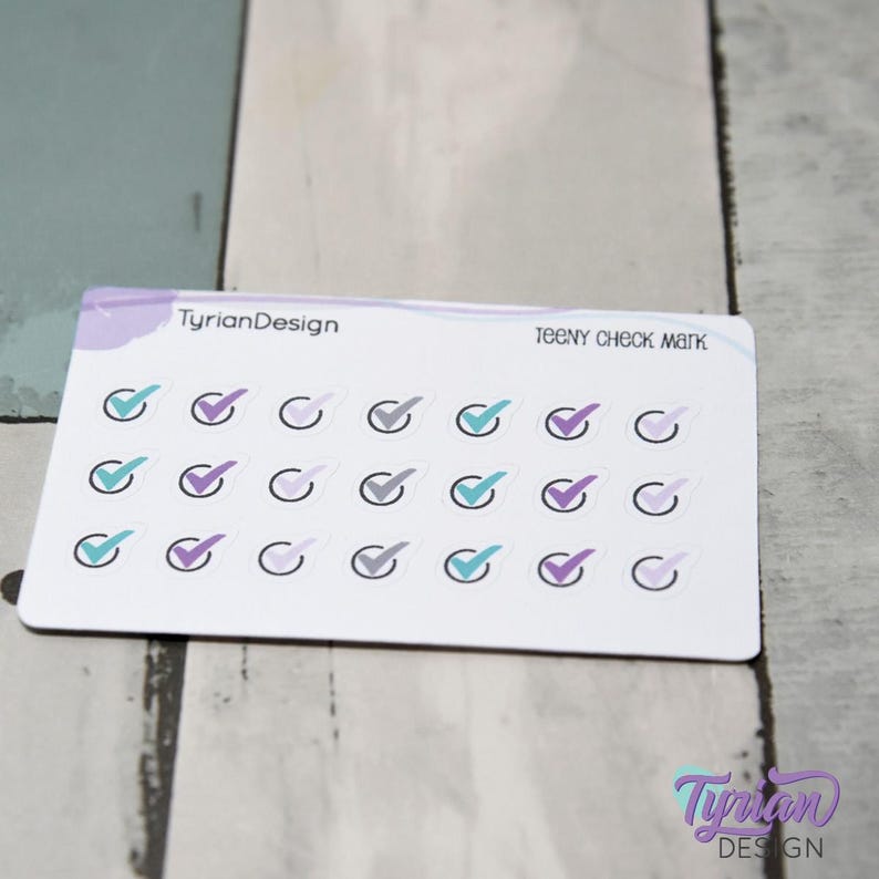 Check Mark Stickers | Tiny Icon Check Stickers on a Mini Sheet | 21 ...
